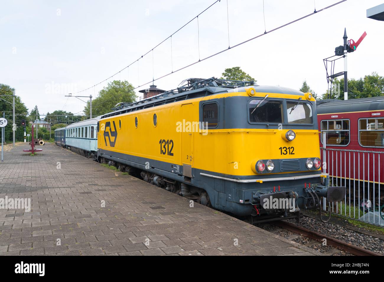 UTRECHT, NETHERLANDS - AUGUST 13, 2019: Old trains at the Dutch Railway ...