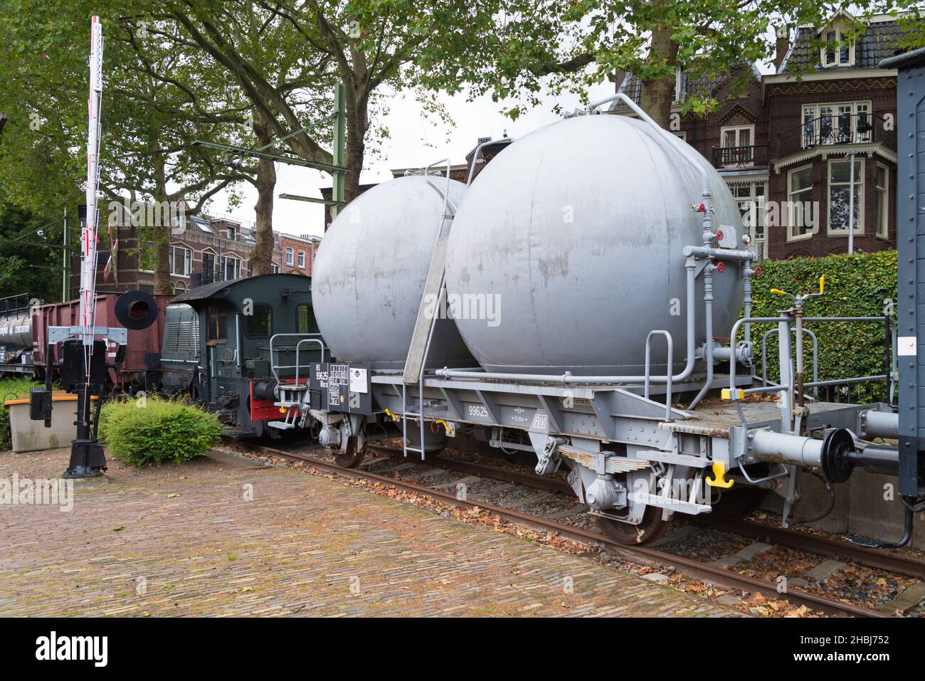 UTRECHT, NETHERLANDS - AUGUST 13, 2019: Old trains at the Dutch Railway ...