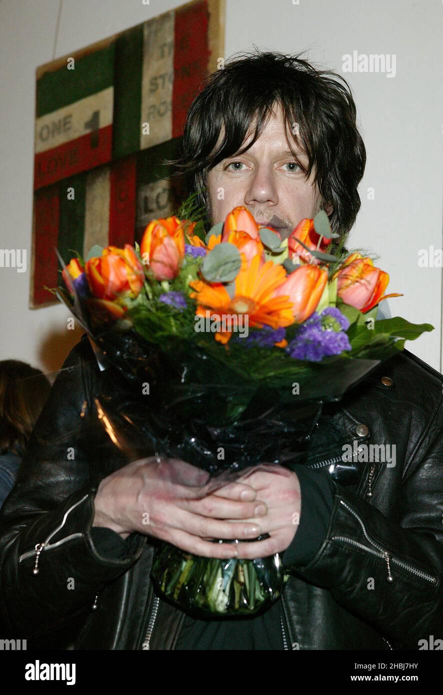 John Squires of Stone Roses at his art exhibition at the ICA The Mall ...