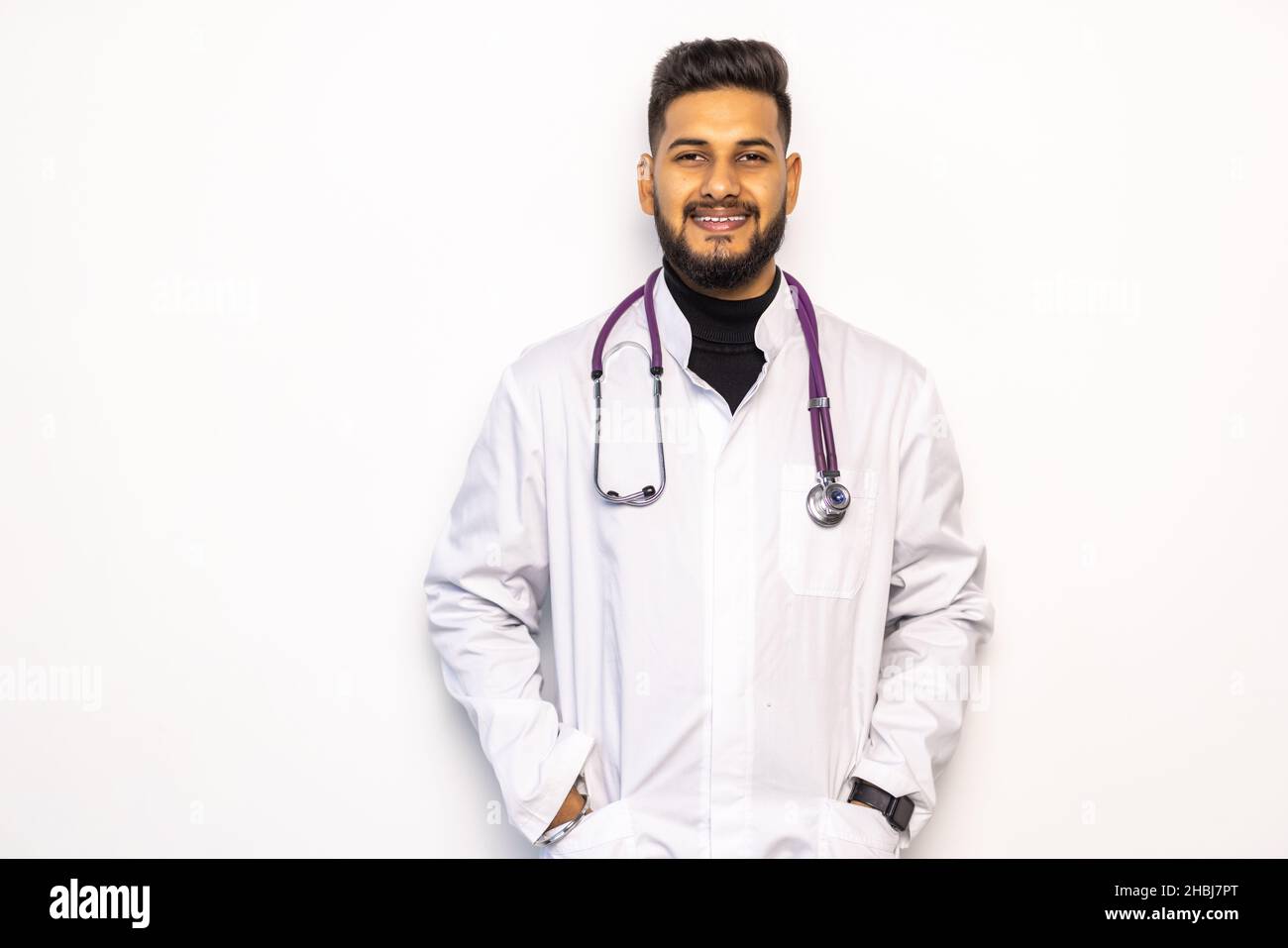 portrait of Indian young male medical worker. isolated on white Stock ...