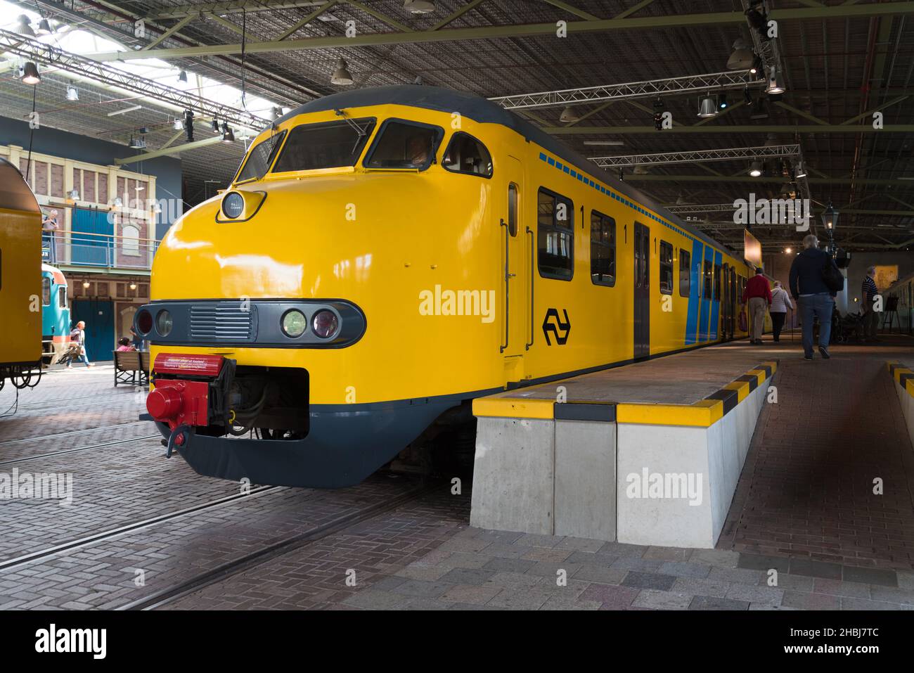 UTRECHT, NETHERLANDS - AUGUST 13, 2019: Old trains at the Dutch Railway ...