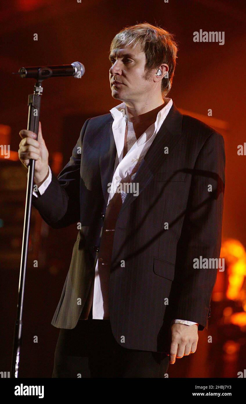 Duran Duran perform during the rehearsals for the Brit Awards 2004 ...