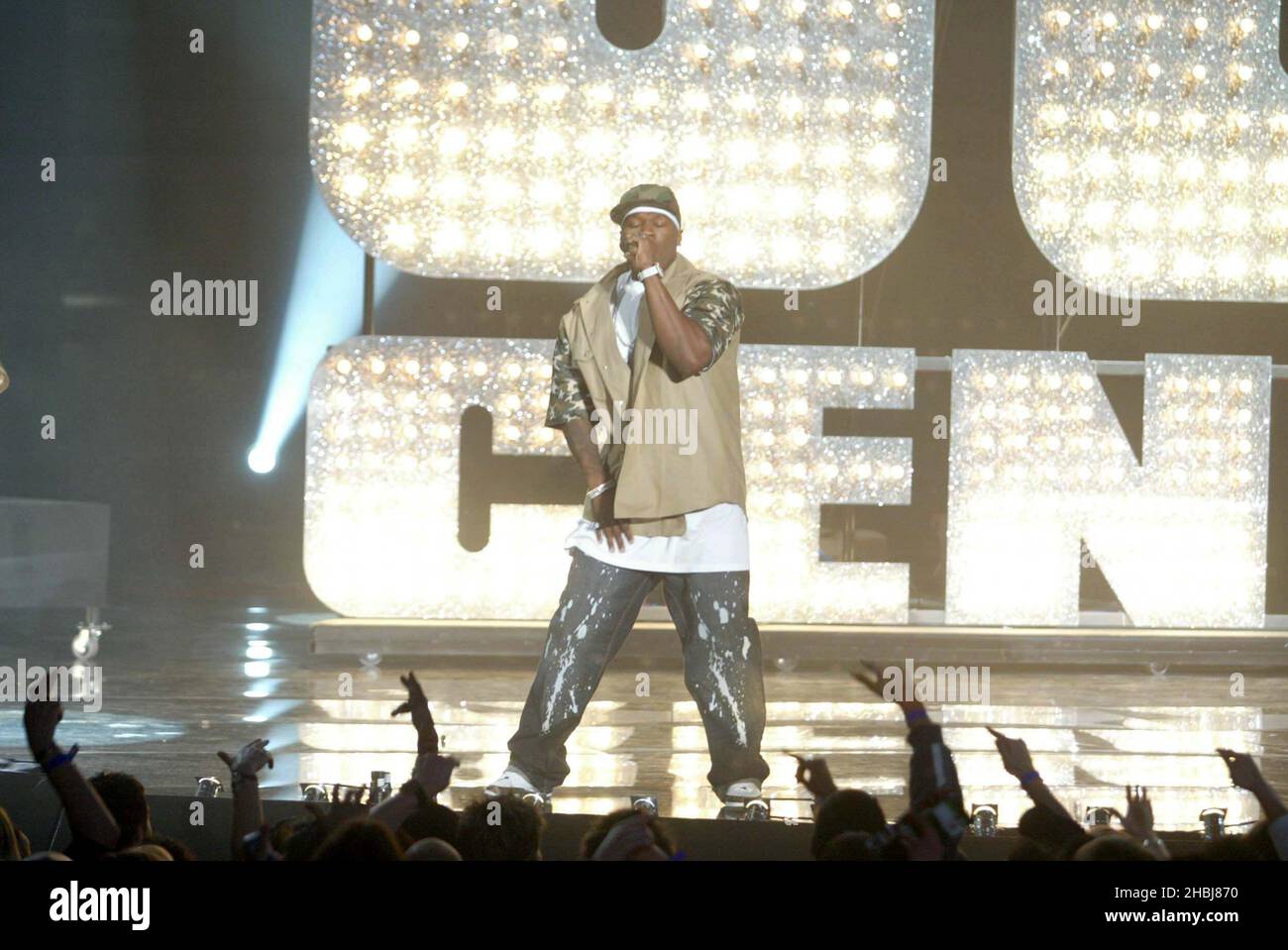 50 Cent performs live at the 2004 Brits Awards Stock Photo - Alamy