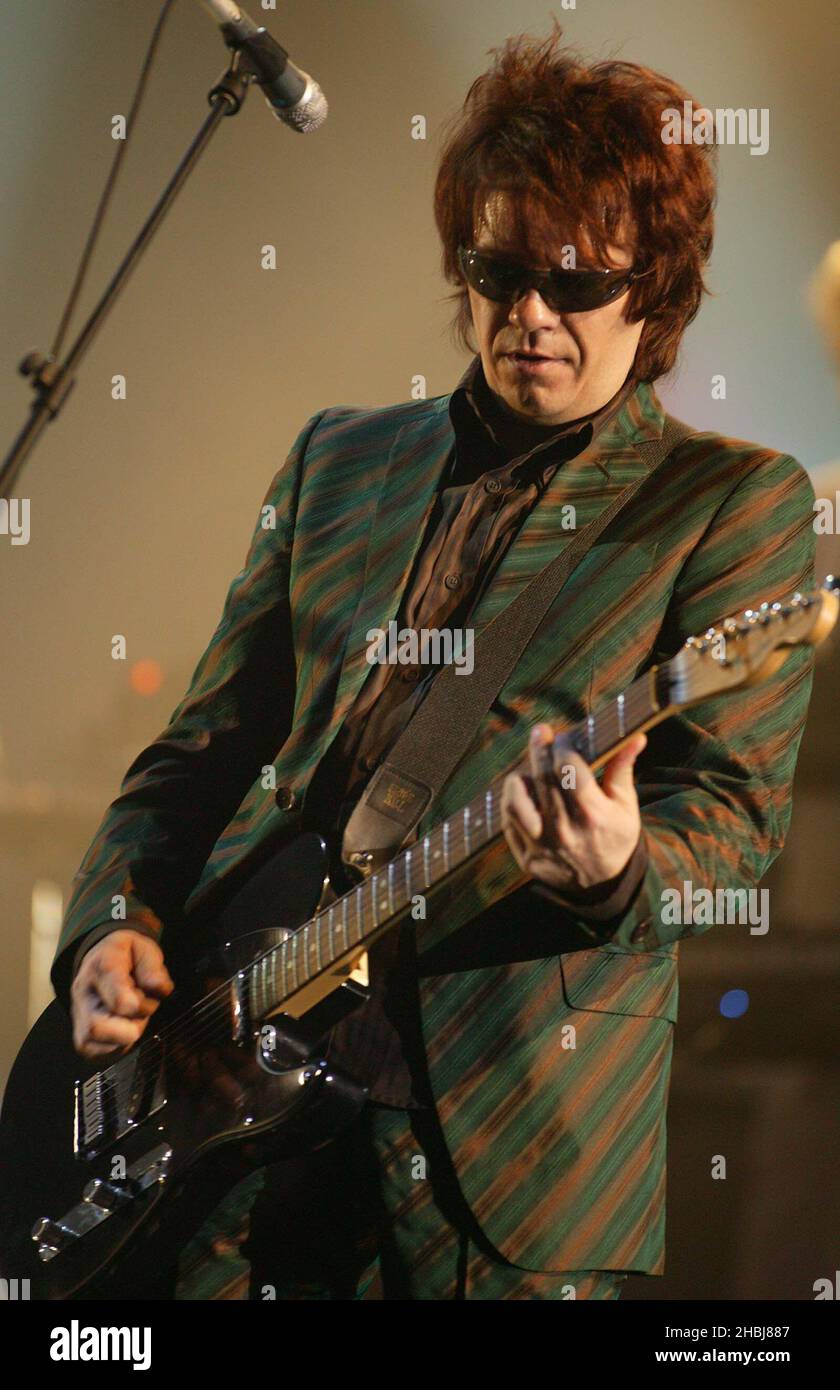 Duran Duran perform live on stage at rehearsals at the Brit Awards 2004 ...