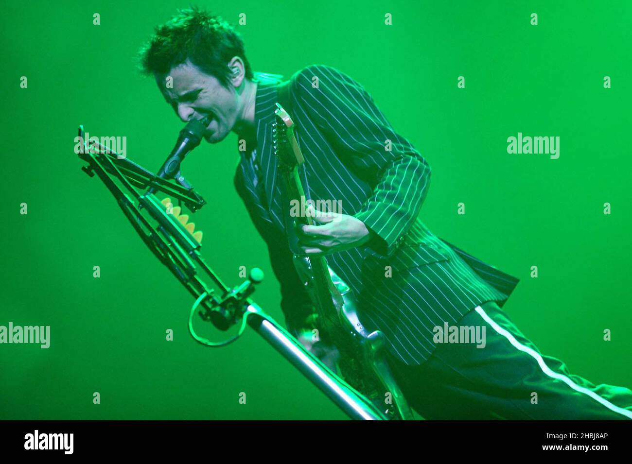 Muse perform live on stage at rehearsals at the Brit Awards 2004 at ...