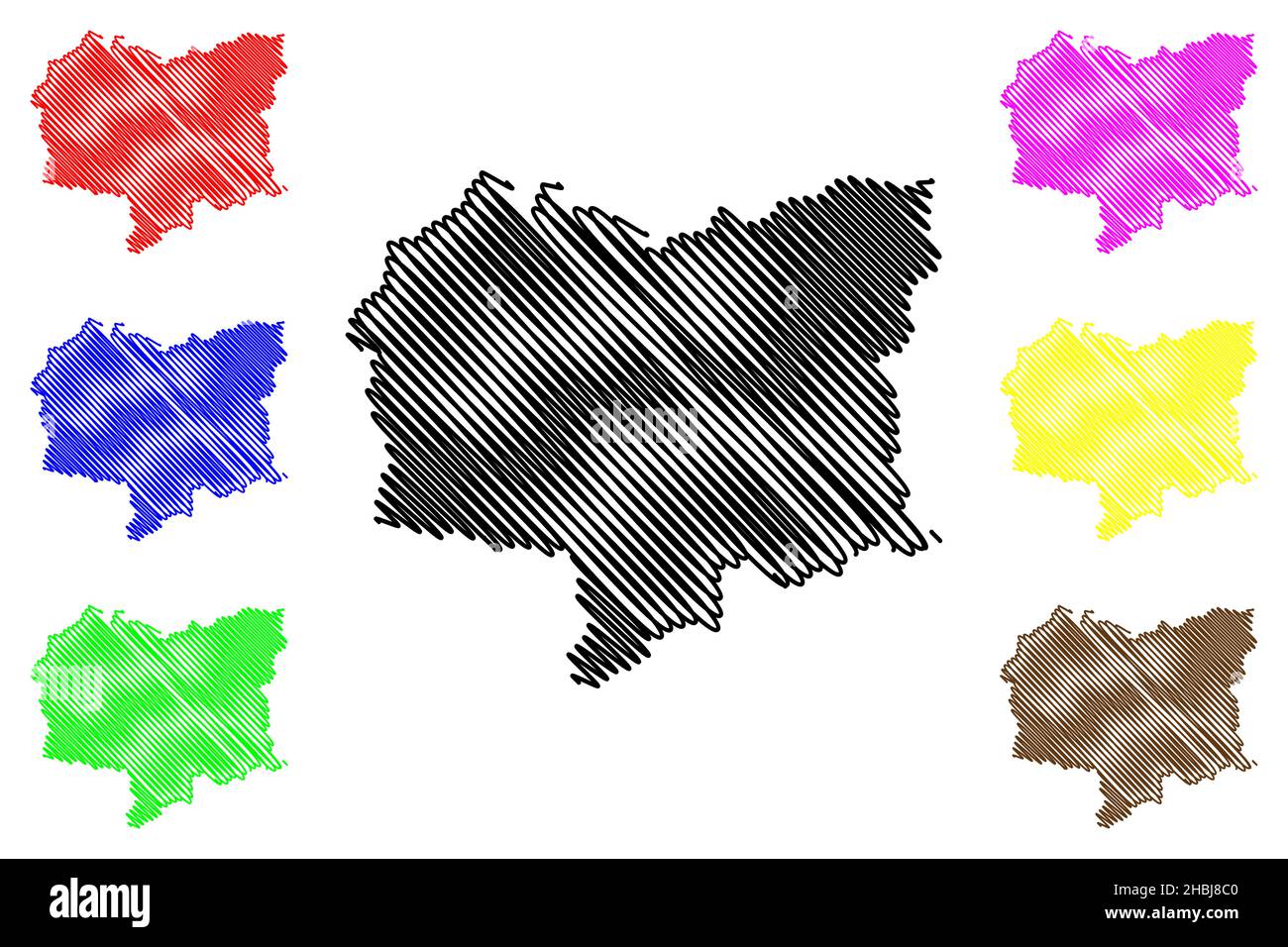 Meerut district (Uttar Pradesh State, Republic of India) map vector ...