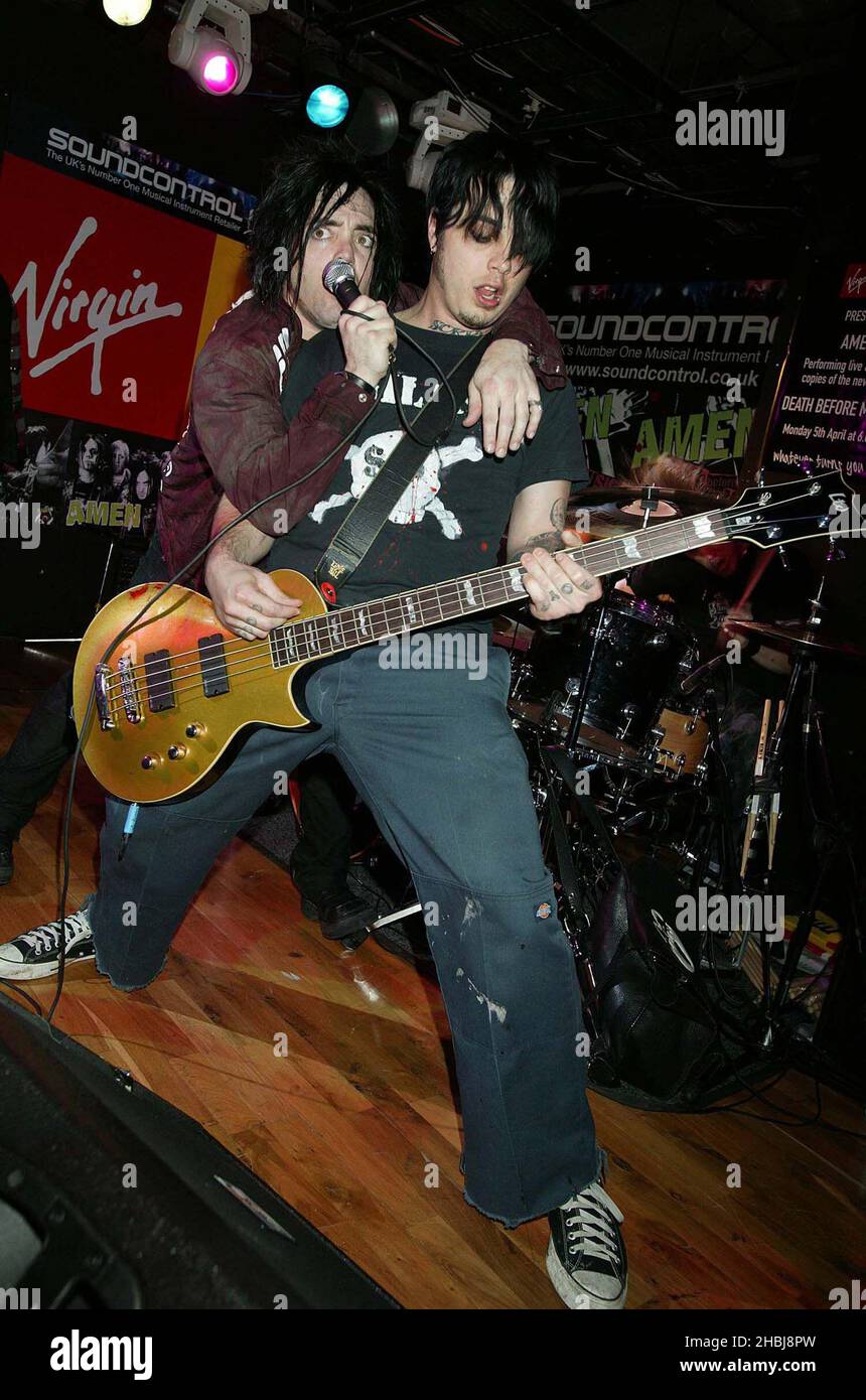 Amen perform live on stage and sign new album at the Virgin Megastore ...