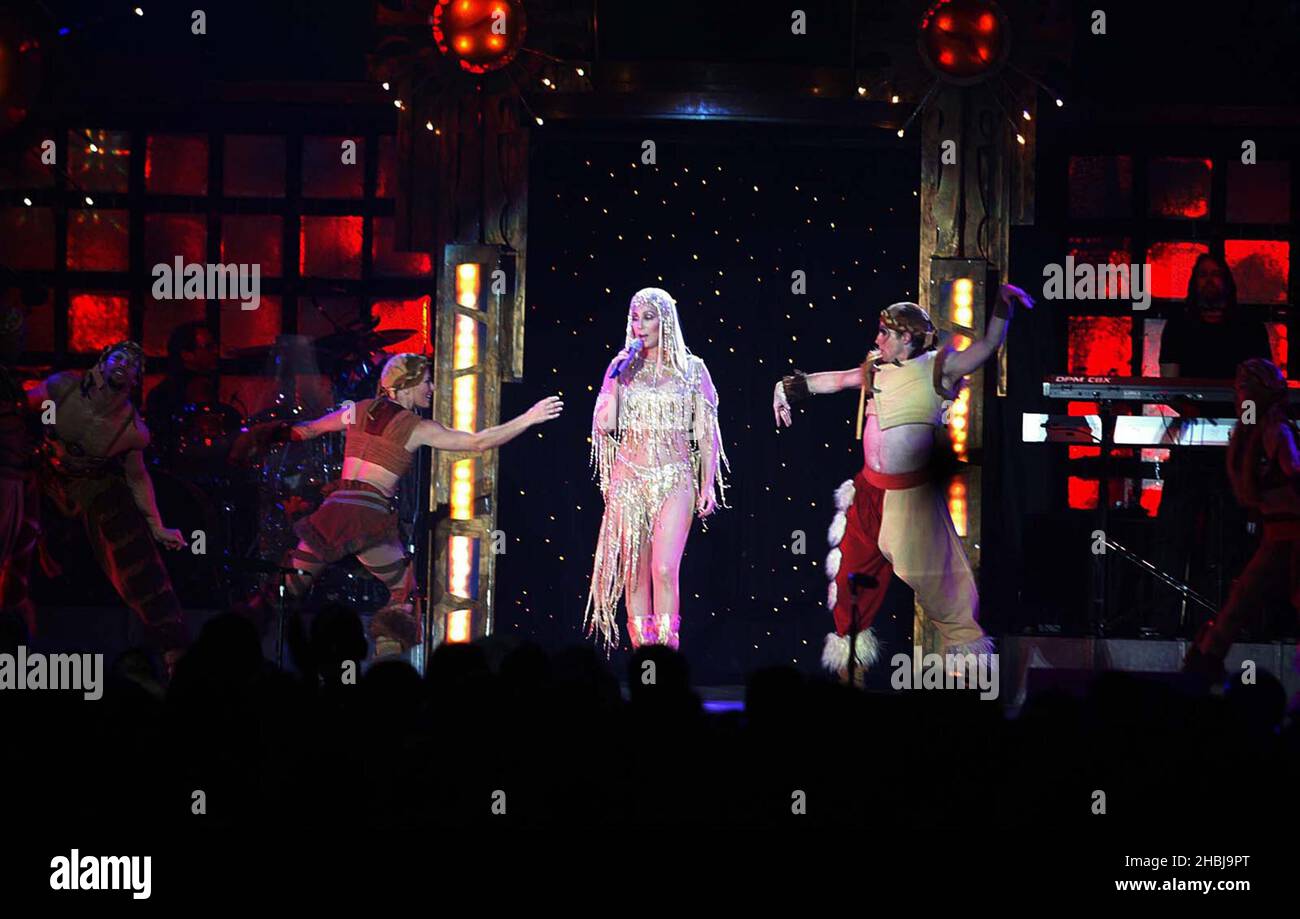 International singer and actress Cher performs on stage on her "The ...