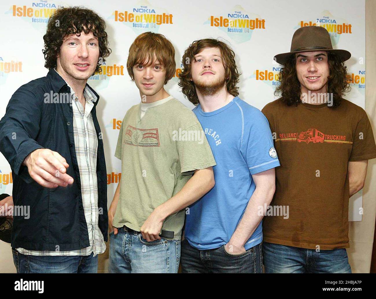 The Stands pose backstage on Saturday at the Isle of Wight Festival ...