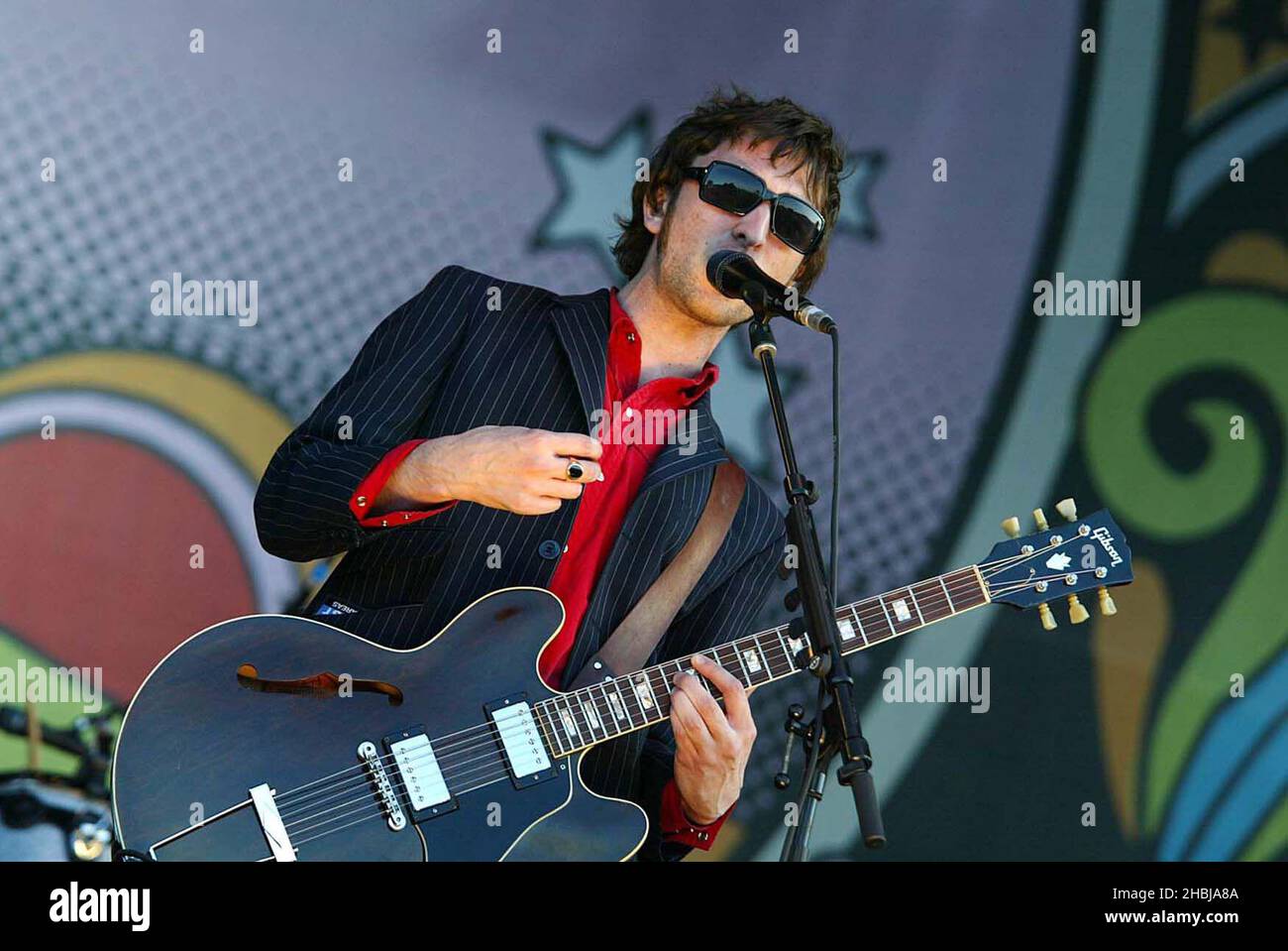 Jet perform live on stage on Saturday at the Isle of Wight Festival ...