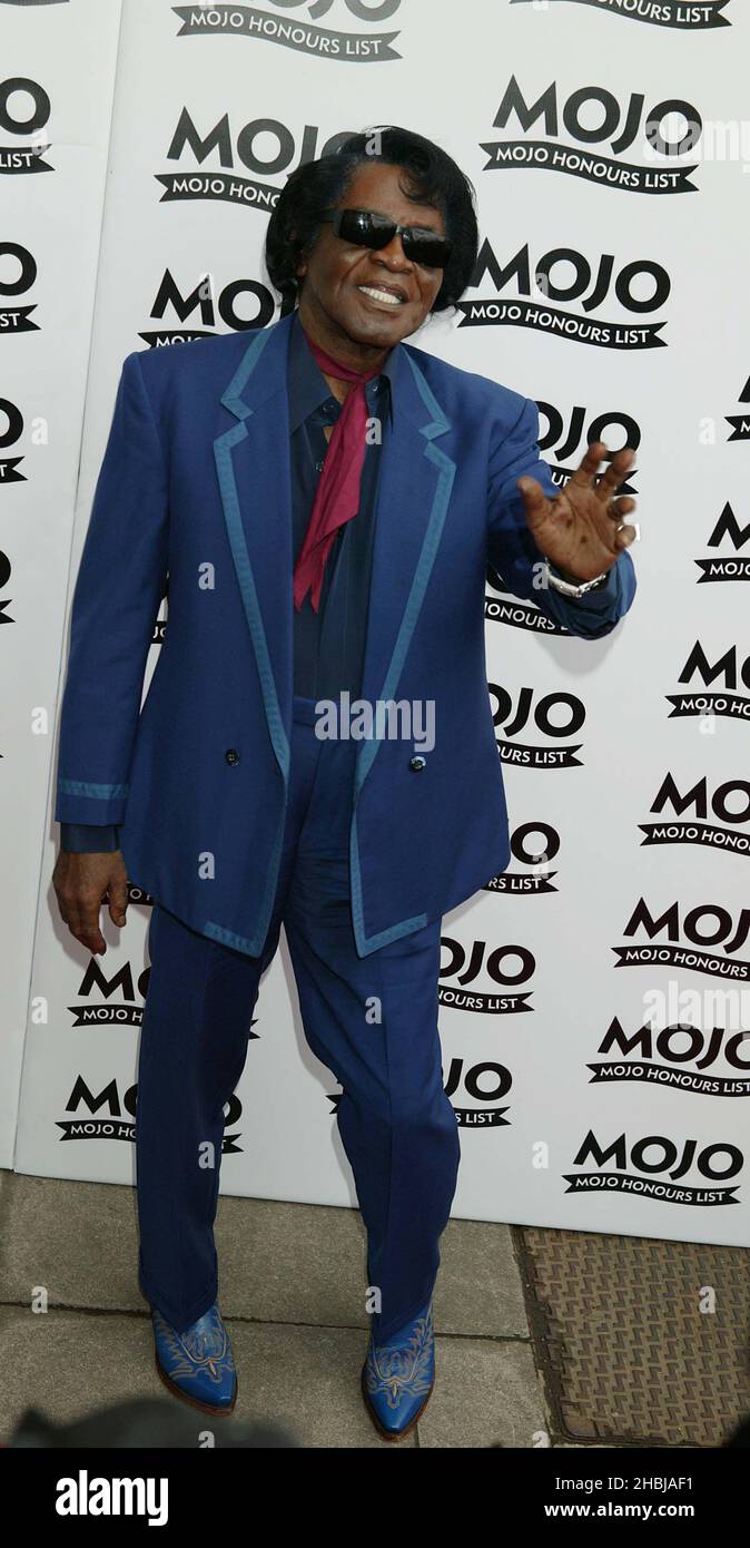 James Brown arriving at Mojo Awards at the Banqueting Hall in Whitehall ...