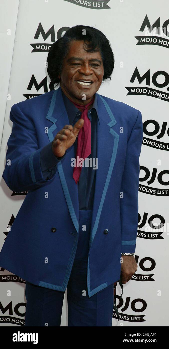 James Brown arriving at Mojo Awards at the Banqueting Hall in Whitehall ...