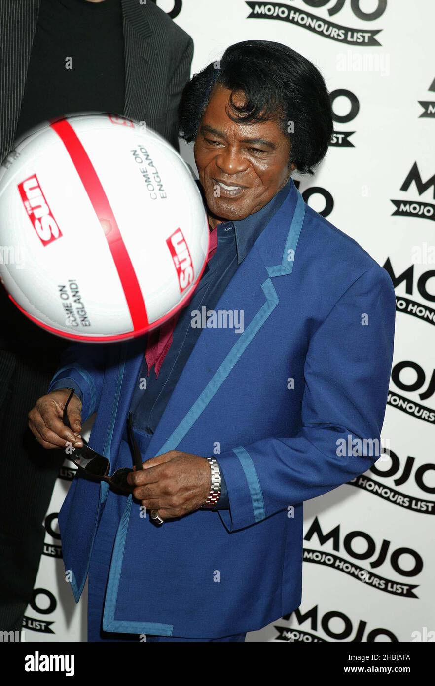James Brown arriving at Mojo Awards at the Banqueting Hall in Whitehall ...