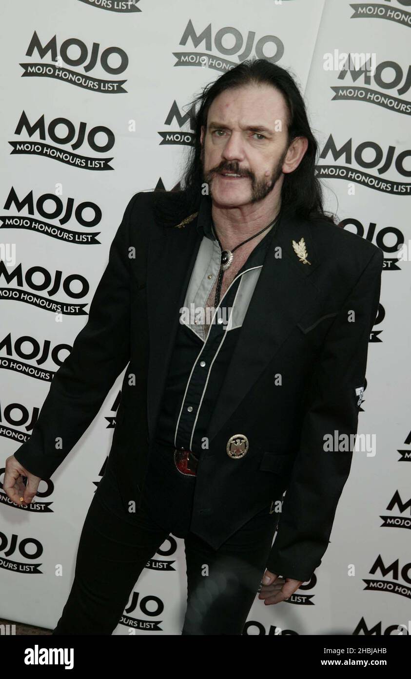 Lemmy from Motorhead arriving at Mojo Awards at the Banqueting Hall in ...