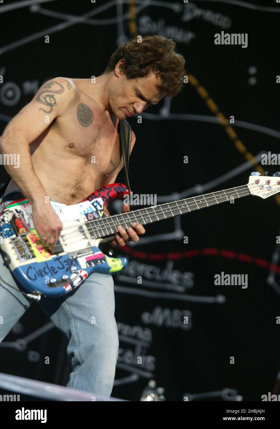 The Red Hot Chili Peppers Concert Performing Live On Stage At Hyde Park In London Michael Flea