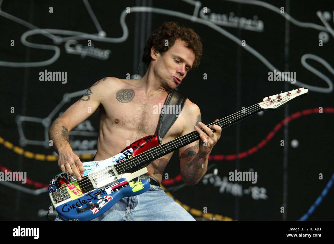 The Red Hot Chili Peppers Concert Performing Live On Stage At Hyde Park In London Michael Flea