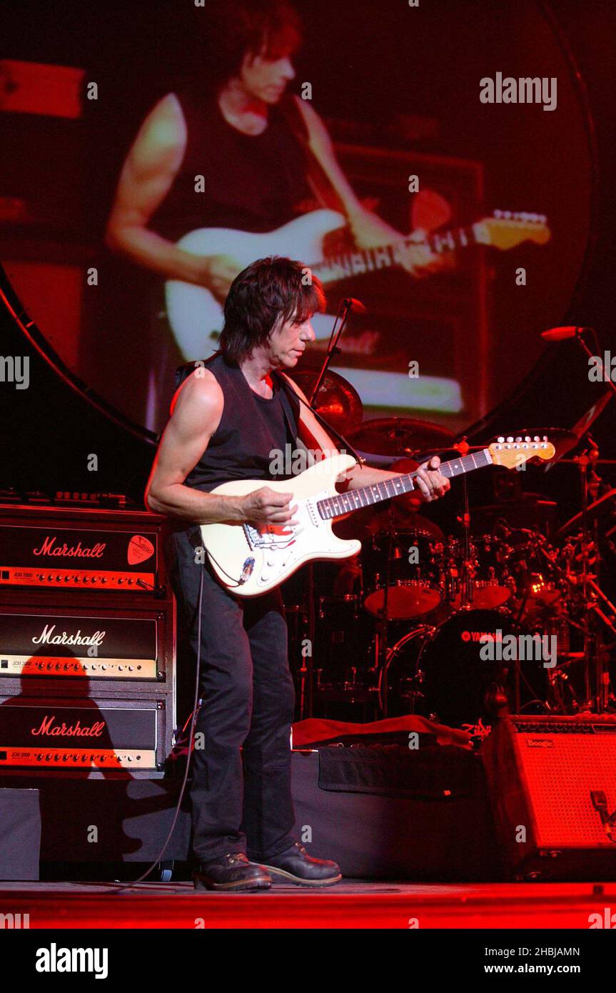 Jeff Beck performs live on stage at the Royal Albert Hall in London ...