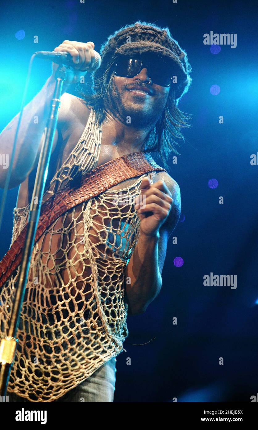 Singer Lenny Kravitz performs on stage at the only UK date on his ...