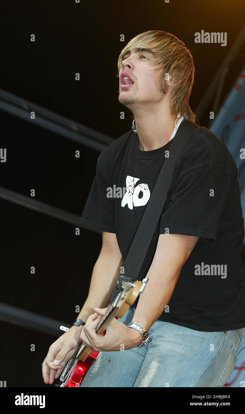 Charlie from Busted performing live at the Fox FM Party in the Park in ...