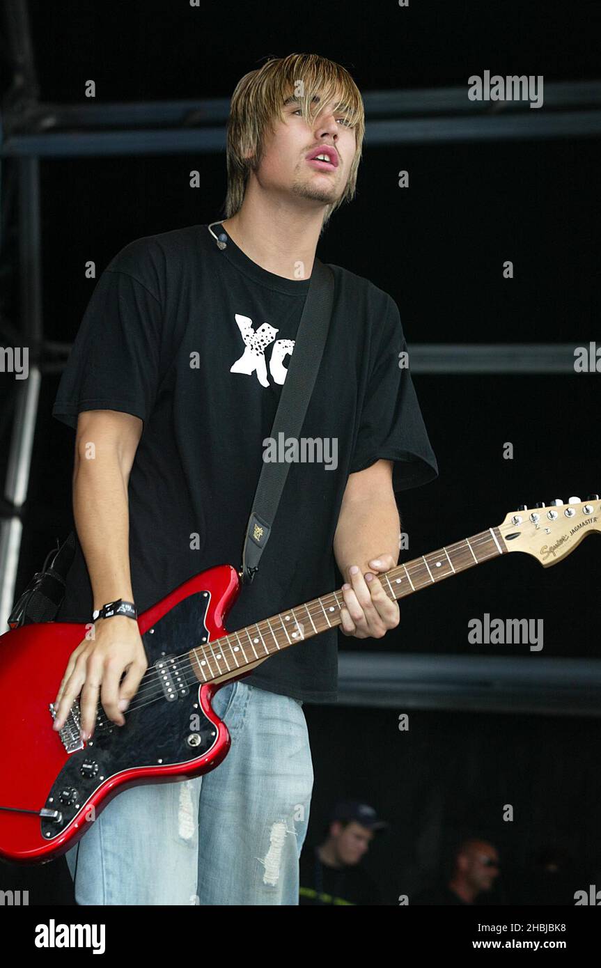 Charlie from Busted performing live at the Fox FM Party in the Park in ...