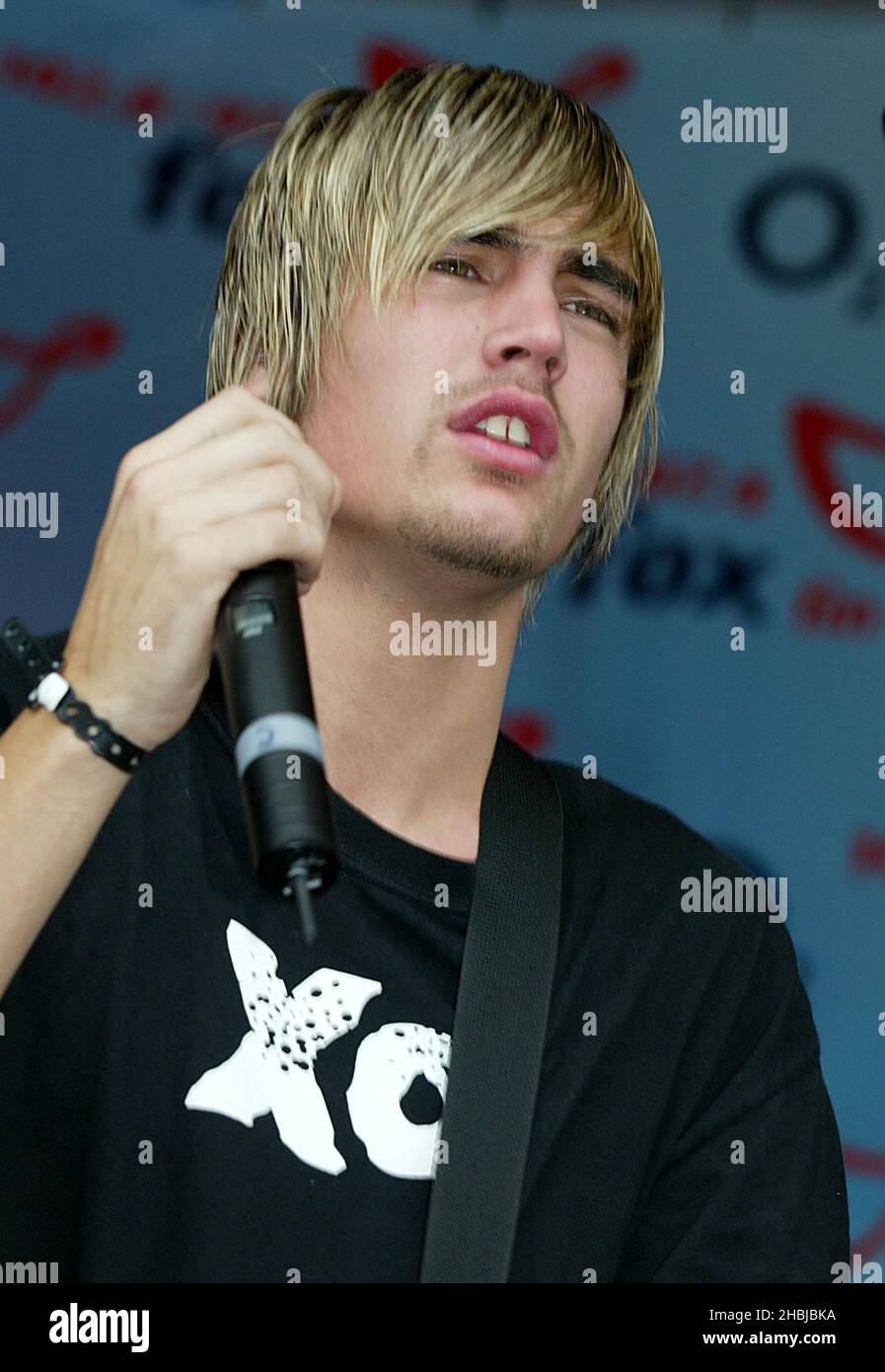 Charlie from Busted performing live at the Fox FM Party in the Park in ...