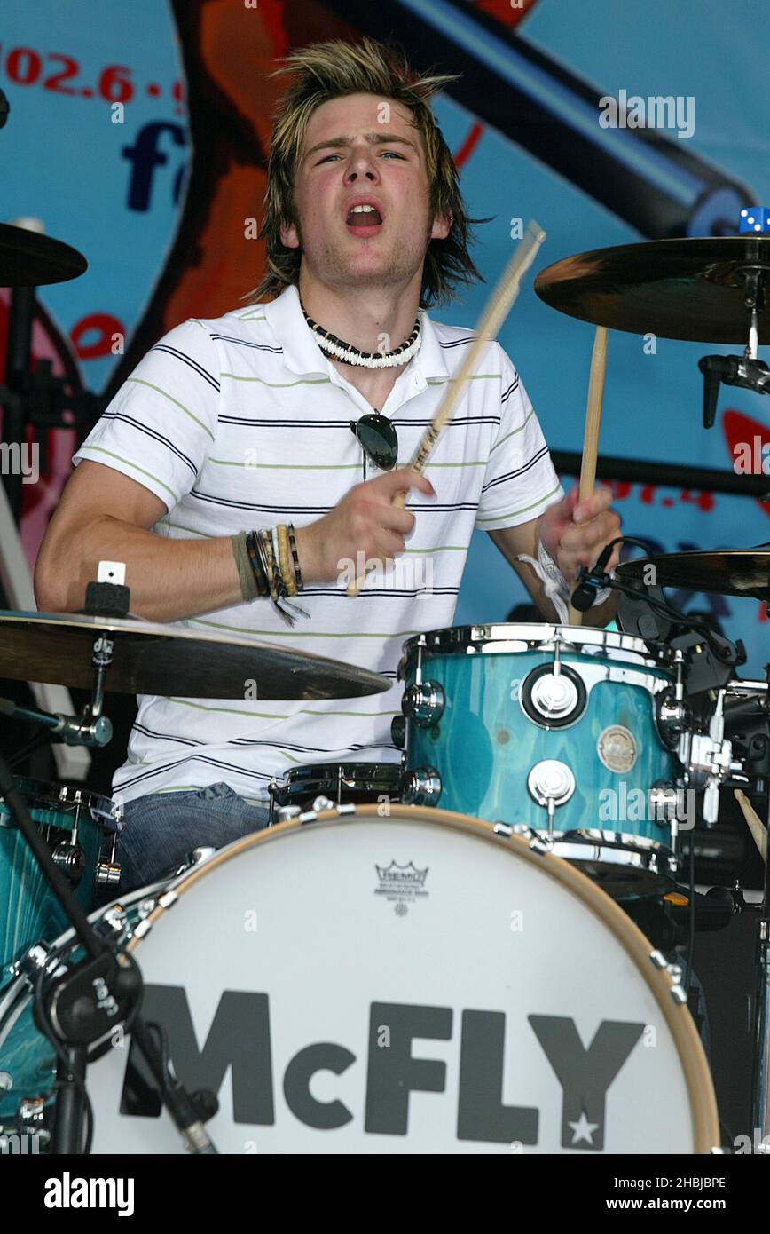 McFly perform live on stage at the Fox FM Party in the Park in ...