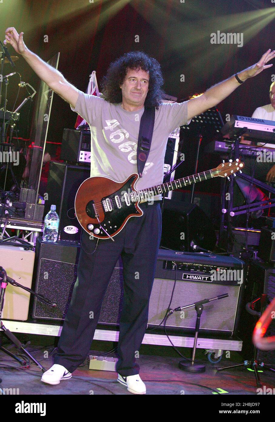 Brian May during rehearsal ahead of tomorrow's Wembley Arena performace ...