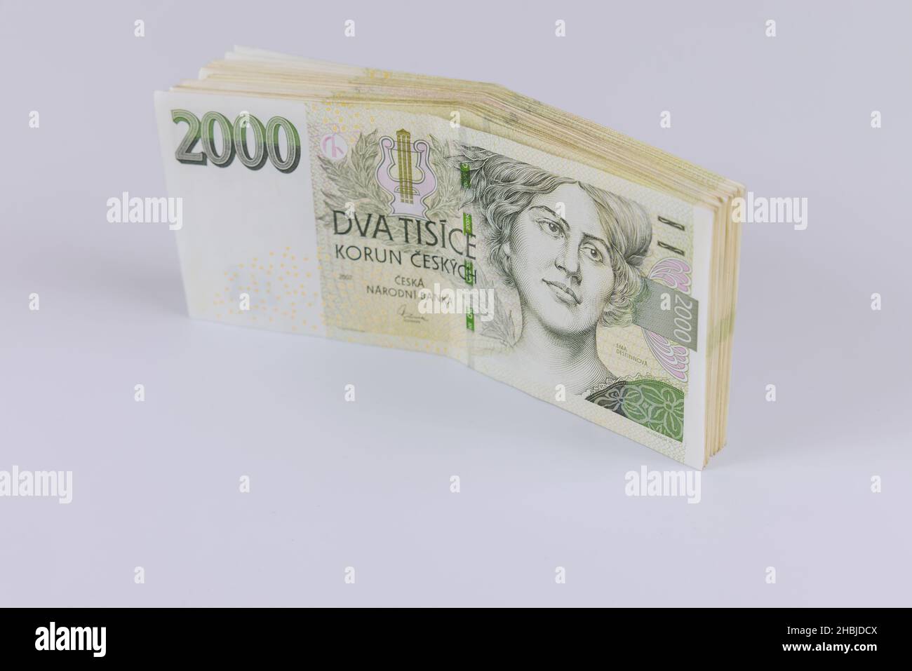 Czech koruna banknotes with isolated on white background Stock Photo ...