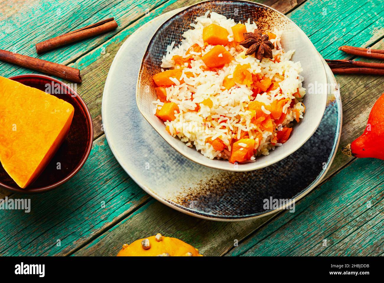 Vegetable pilaf on a plate, rice with pumpkin Stock Photo - Alamy