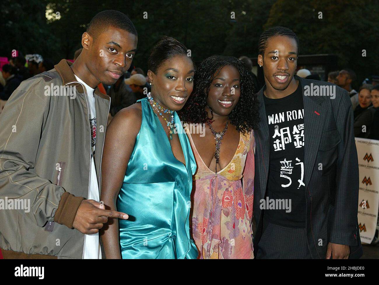Estelle and her band arrive at the Mobo Awards 2004 at The Royal Albert ...