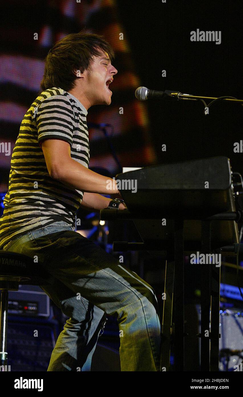 Jamie Cullum performs live on stage at the Wembley Arena performace of ...