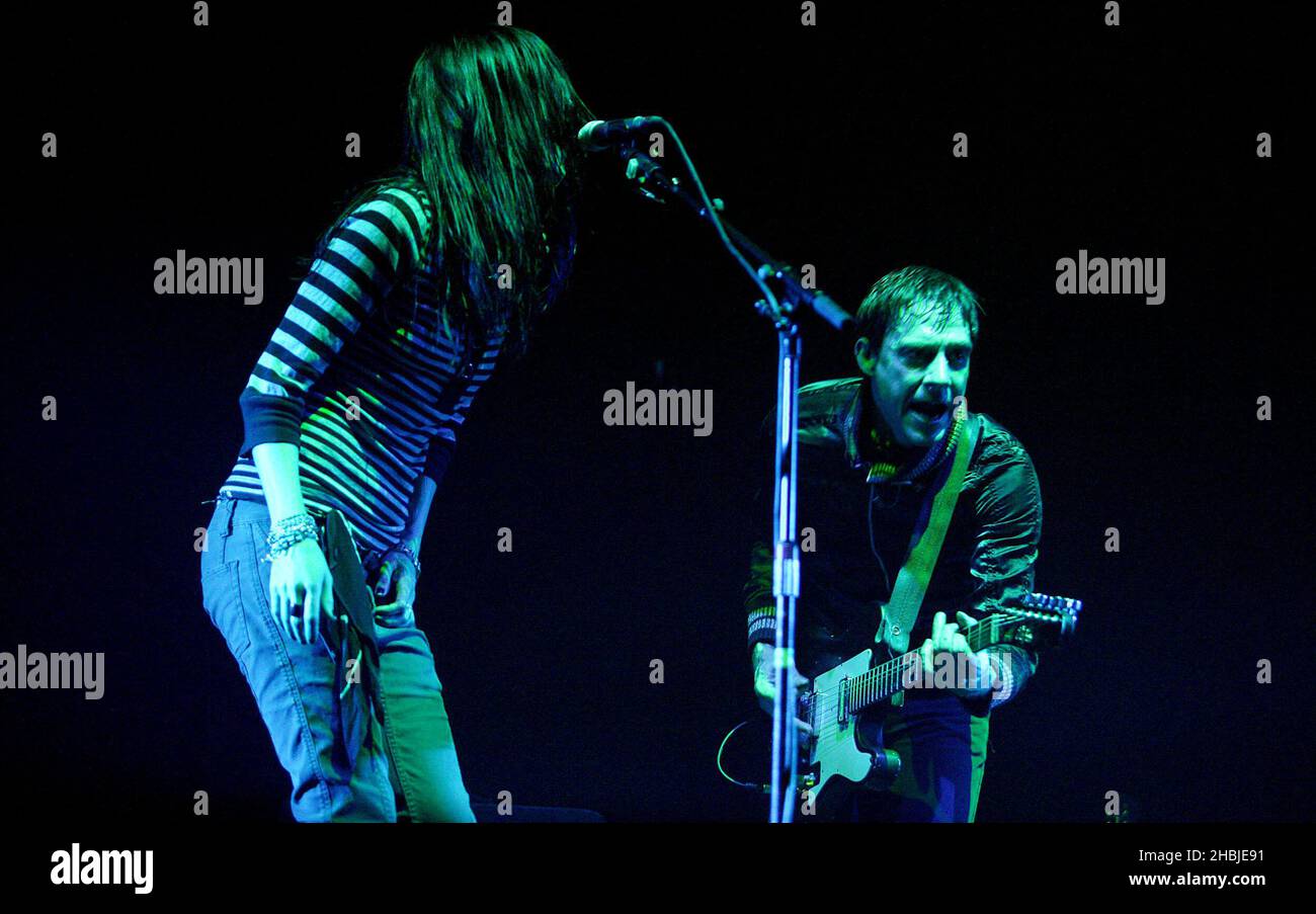 The Kills; Alison and Jamie support the band Franz Ferdinand performs ...