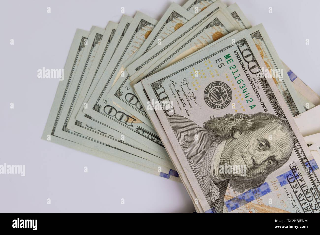 Stack of one hundred dollar paper currency bills close-up Stock Photo ...