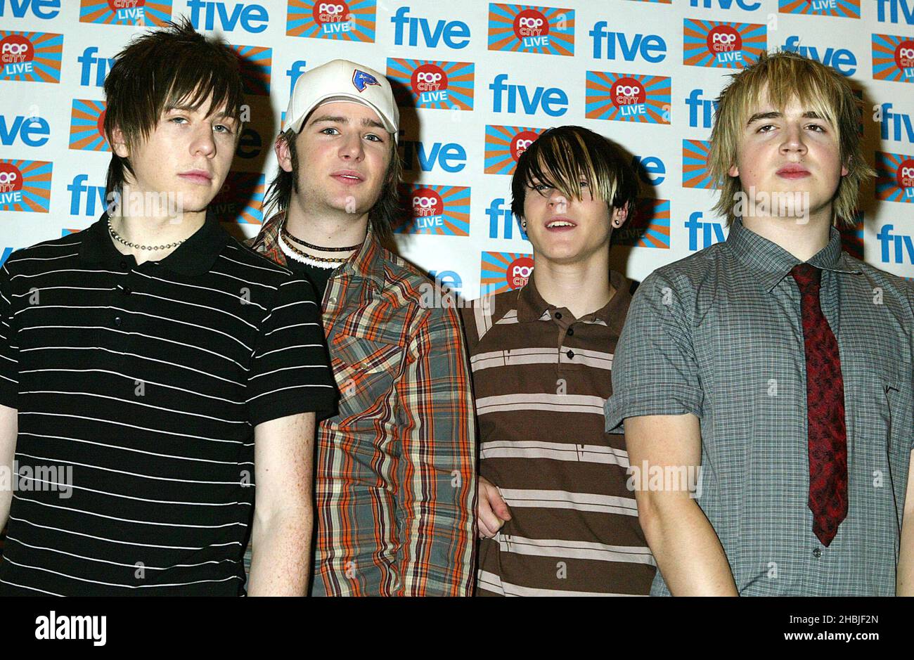 McFly poses at a photocall at "Pop City Live" music event, broadcast live on five, at Ocean ...