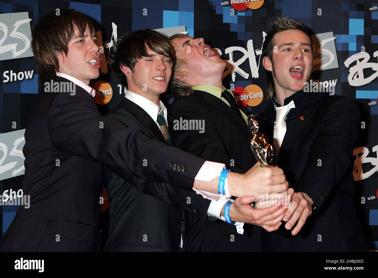 McFly at the Brit Awards 2005, Earls Court, London Stock Photo - Alamy