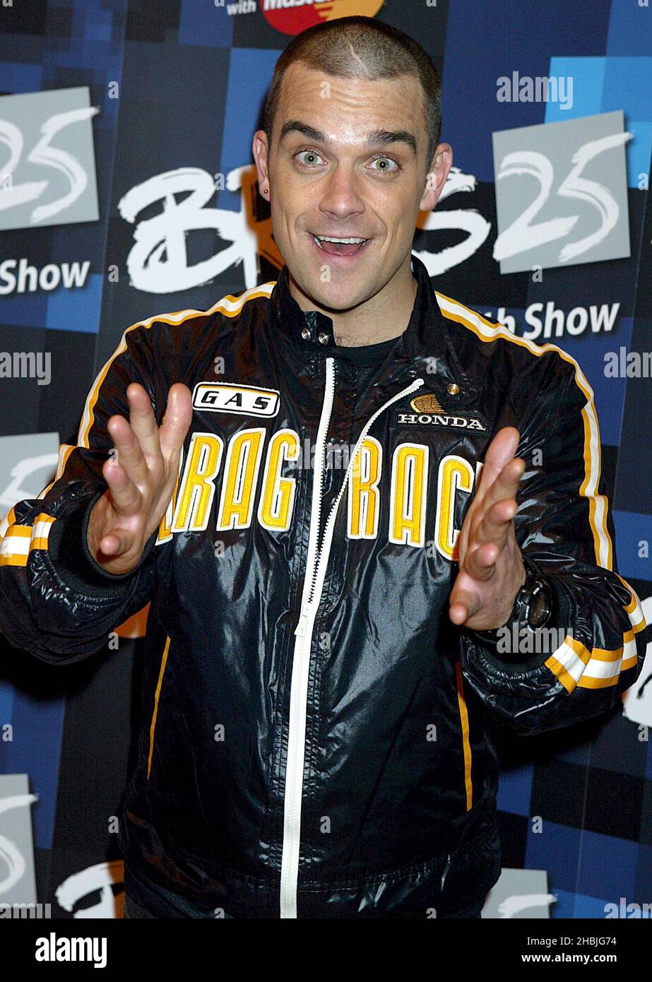 Robbie Williams at the Brit Awards 2005, Earls Court, London Stock ...
