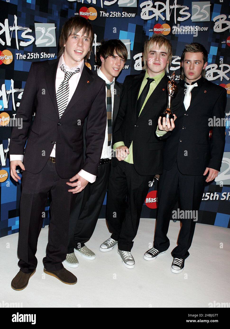 McFly at the Brit Awards 2005, Earls Court, London Stock Photo - Alamy