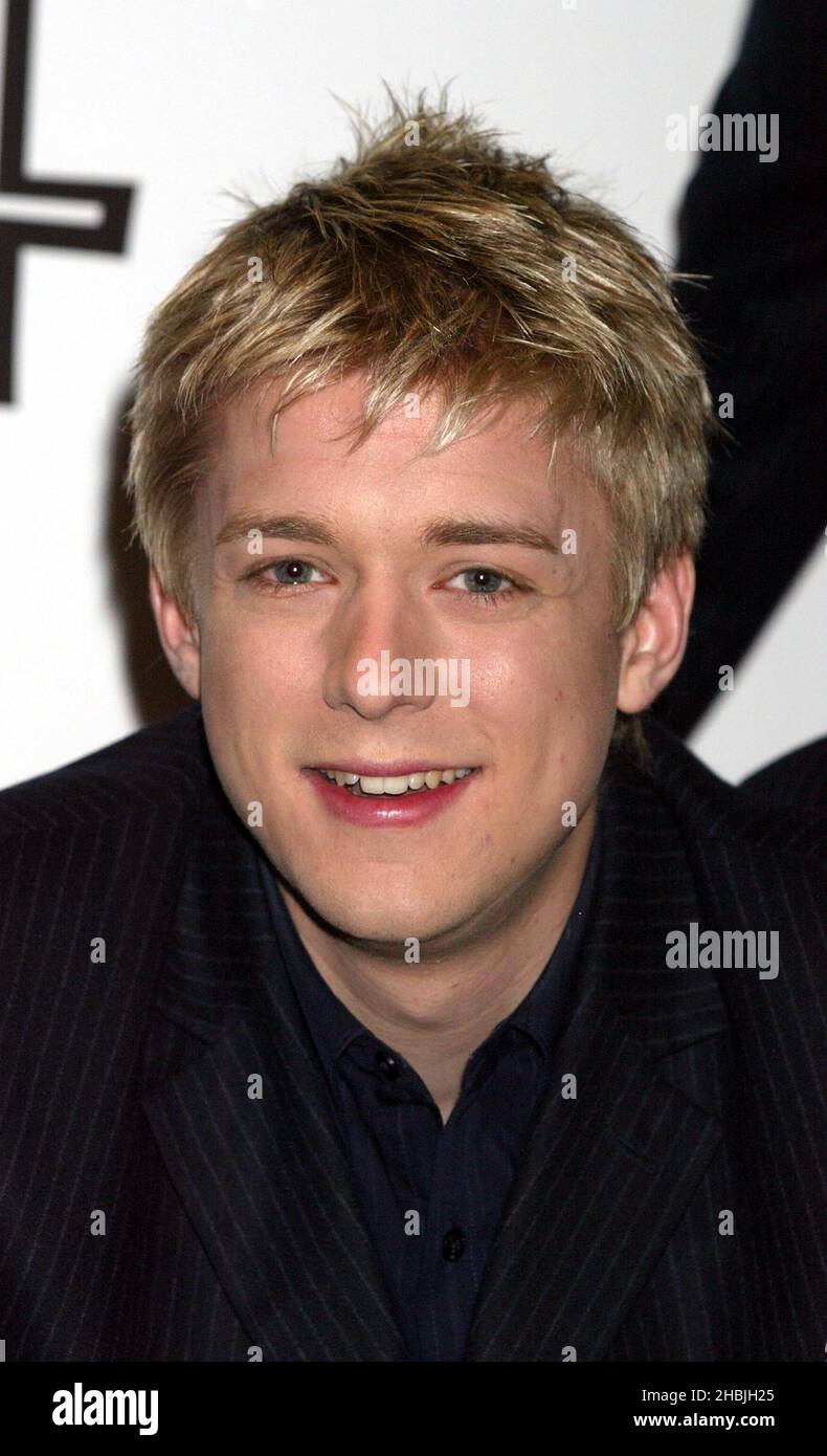 Jon Ansell of The X-f of The X-Factor's G4 celebrate reaching Number One in the UK Album Charts ...