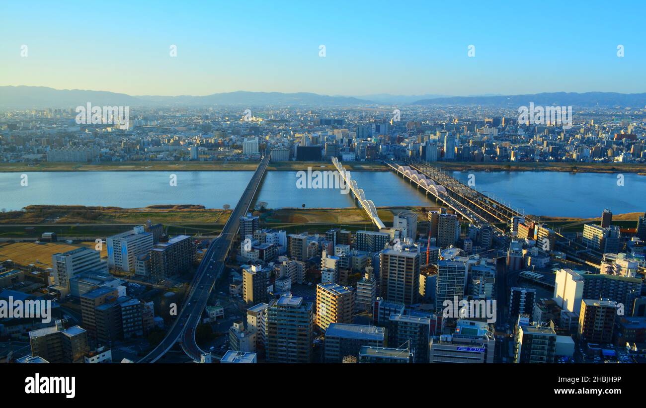 An aerial view of the Osaka skyline in Japan Stock Photo - Alamy