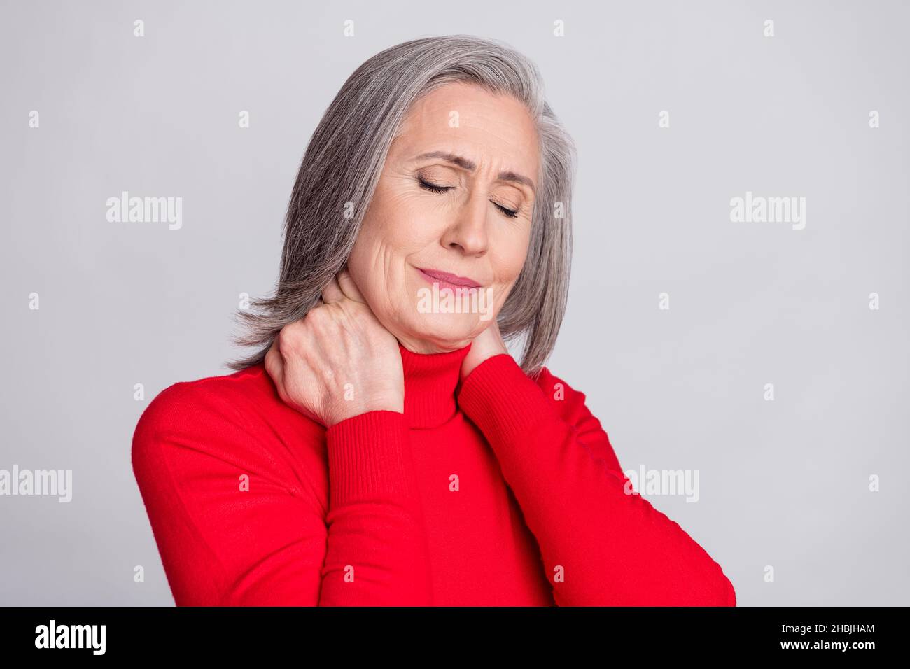 Woman neck hands elderly hi-res stock photography and images - Alamy