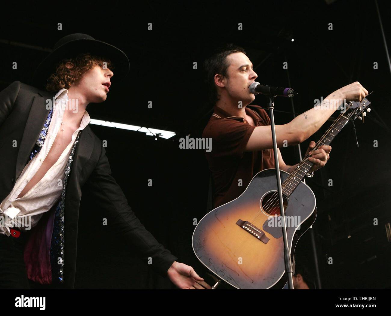 Pete Doherty performs on stage as part of the Unite against Facism at ...