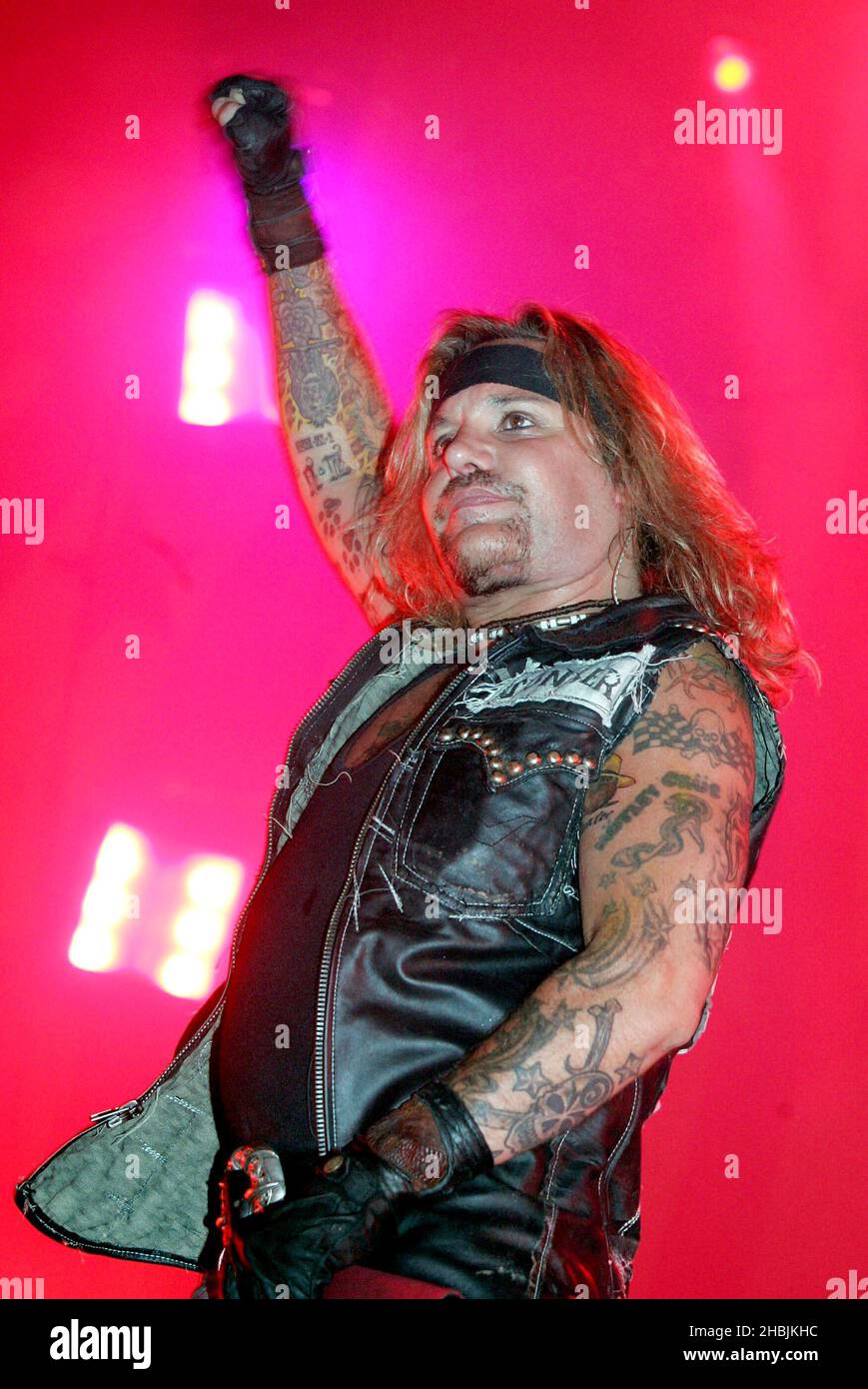 Vince Neil of recently reunited US metal band Motley Crue play London ...