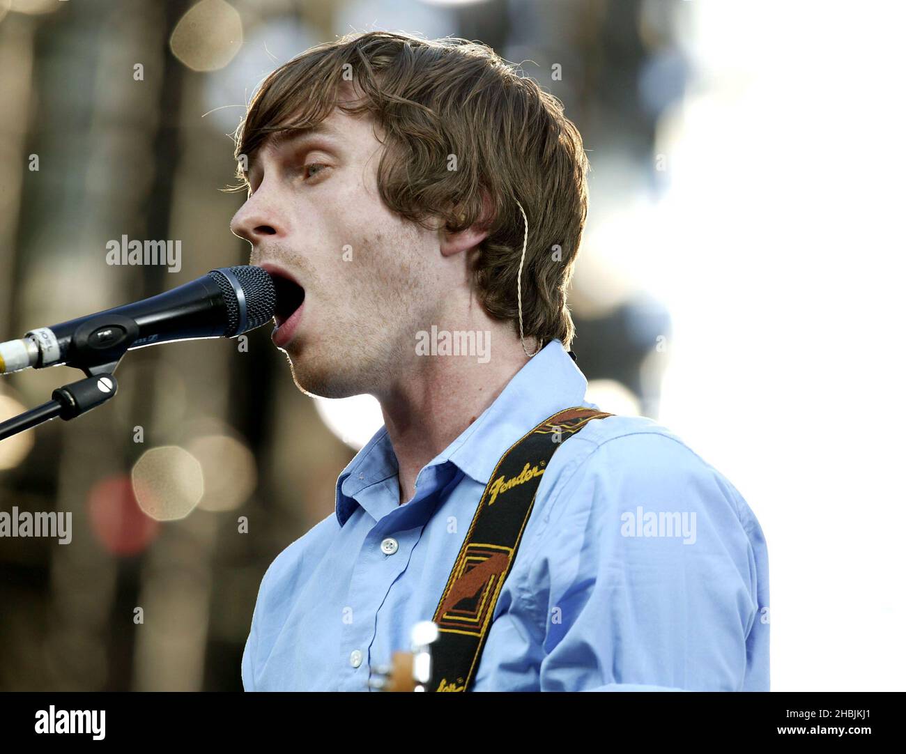 Joel Potts of Athlete support U2 performing on stage on the first ...