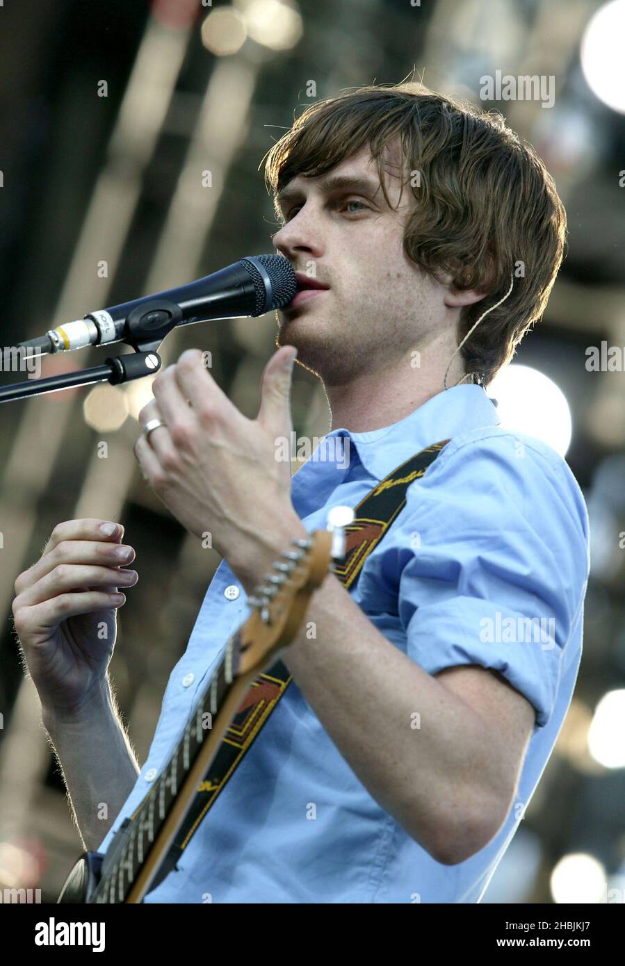 Joel Potts of Athlete support U2 performing on stage on the first ...