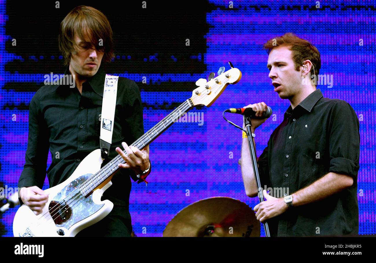 Soulwax's Stephen Dewaele and Stefaan Van Leuven perform on stage ...