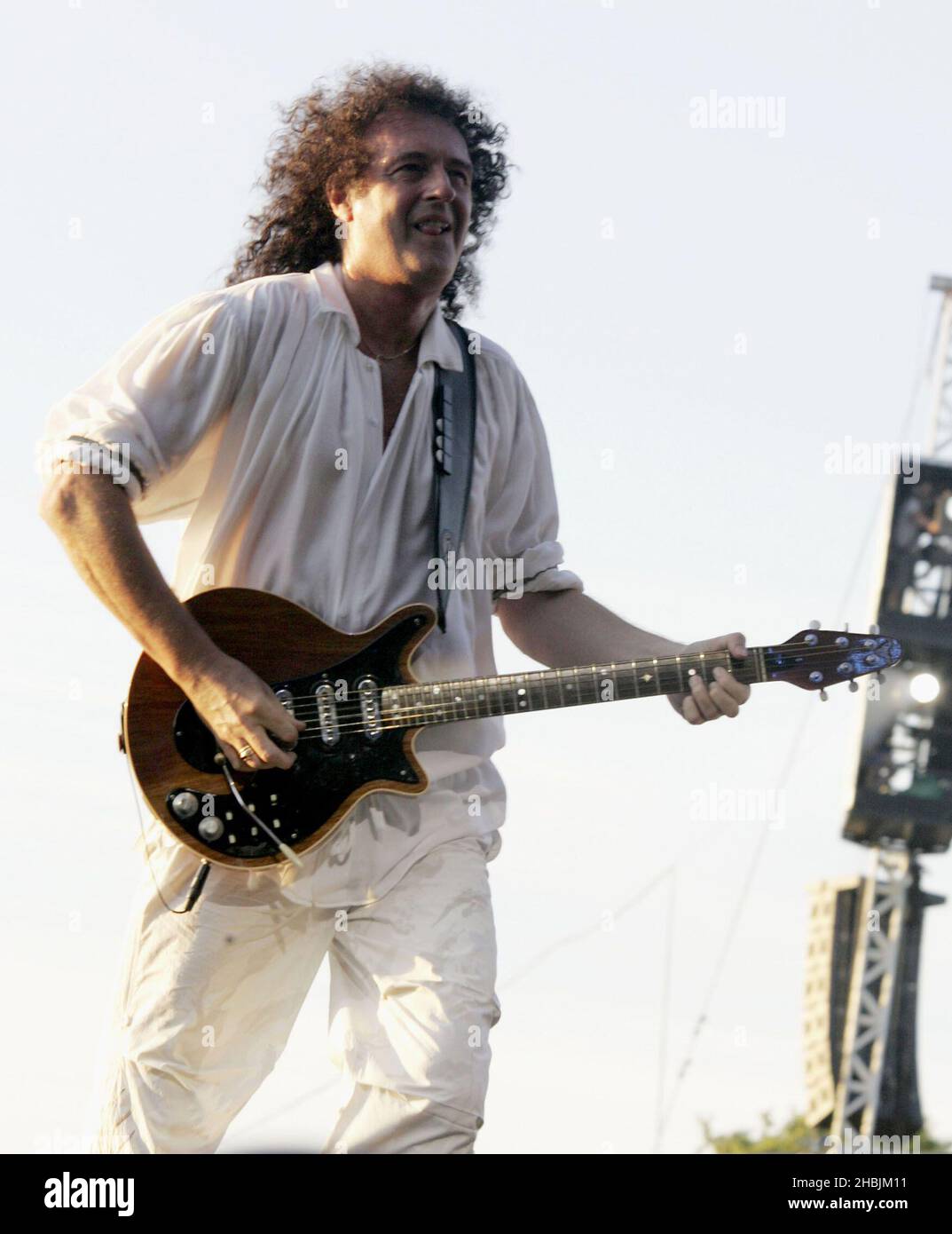 Brian May of Queen performs live on stage at Hyde Park in London Stock ...