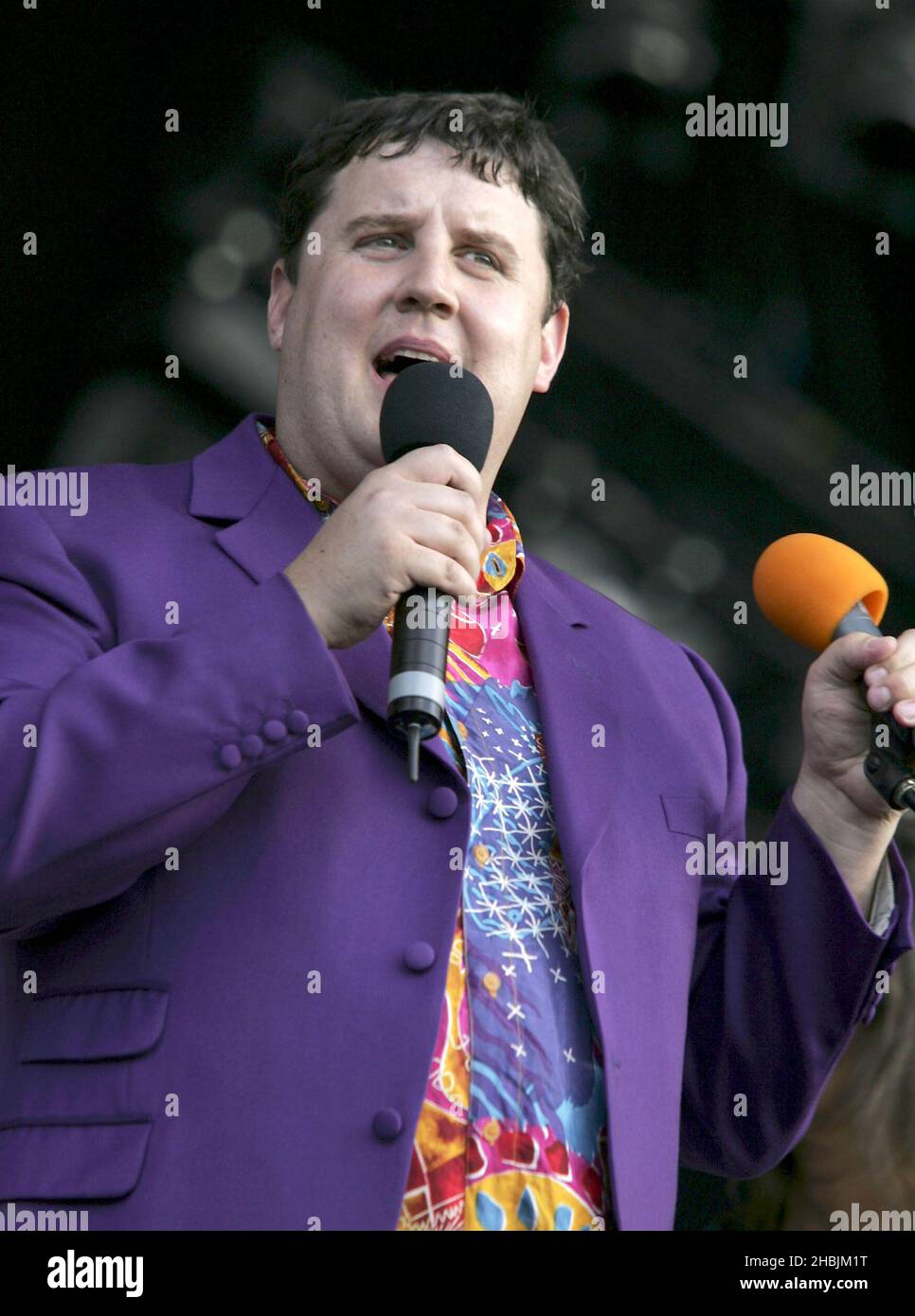 Peter Kay supports Queen performing live on stage at Hyde Park in ...