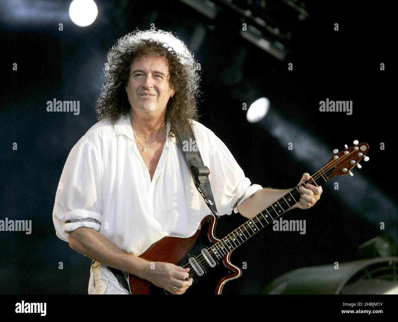 Brian May of Queen performs live on stage at Hyde Park in London Stock ...