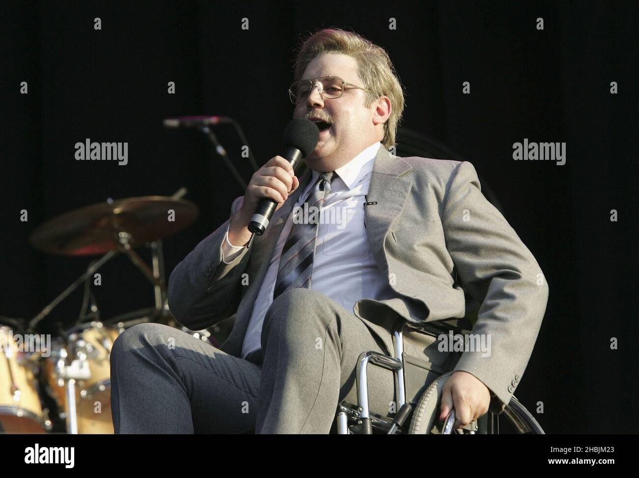 Peter Kay supports Queen performing live on stage at Hyde Park in ...