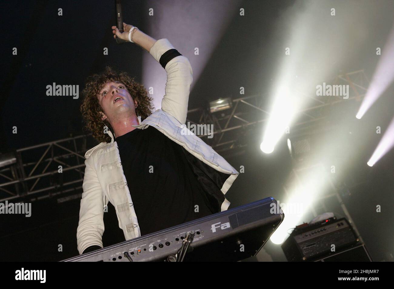 Steve Bays singer of Hot Hot Heat performs live on stage on Saturday of ...